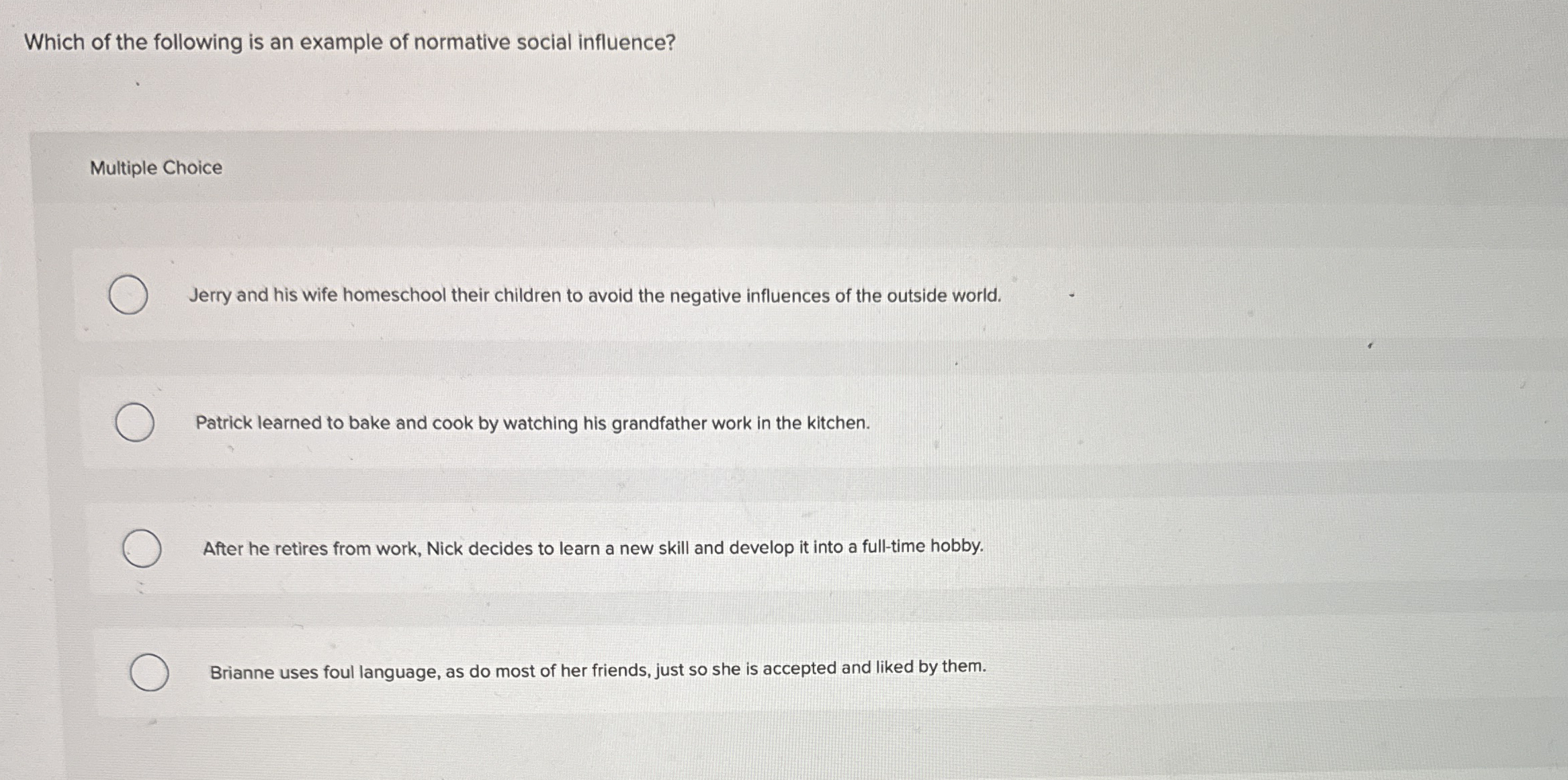 Solved Which of the following is an example of normative | Chegg.com