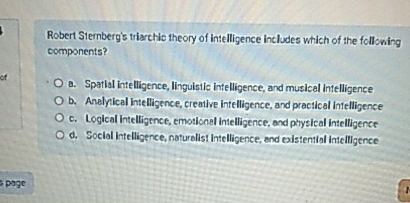Solved Robert Stemberg's triarthic theory of intelligence | Chegg.com