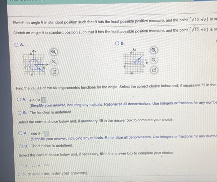 Solved Sketch an angle in standard position such that has | Chegg.com