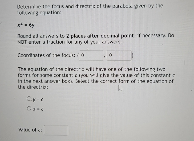 Solved Determine the focus and directrix of the parabola | Chegg.com