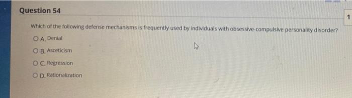 Solved Question 54 Which of the following defense mechanisms | Chegg.com