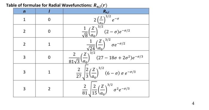 Solved Using The Radial And Angular Wavefunctions Given On