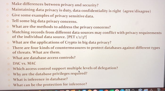 Solved • Make differences between privacy and security? • | Chegg.com