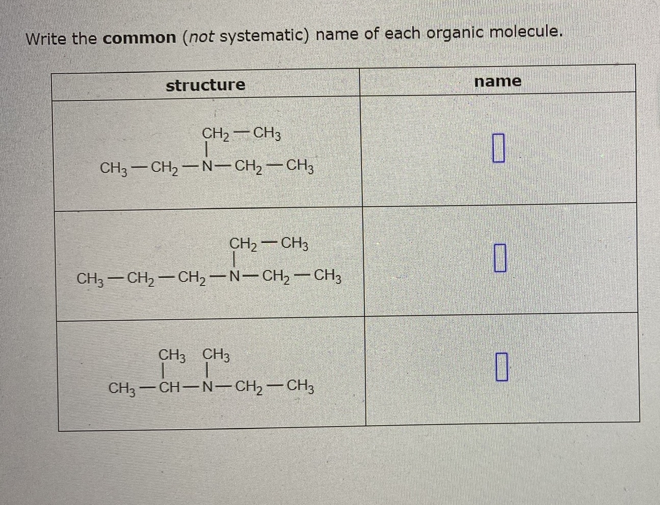 Solved Write the common (not systematic) ﻿name of each | Chegg.com