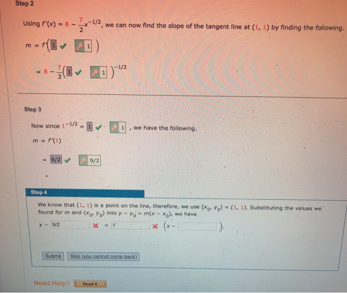 Solved the skipped part. Tutorial Exercise Find an equation | Chegg.com
