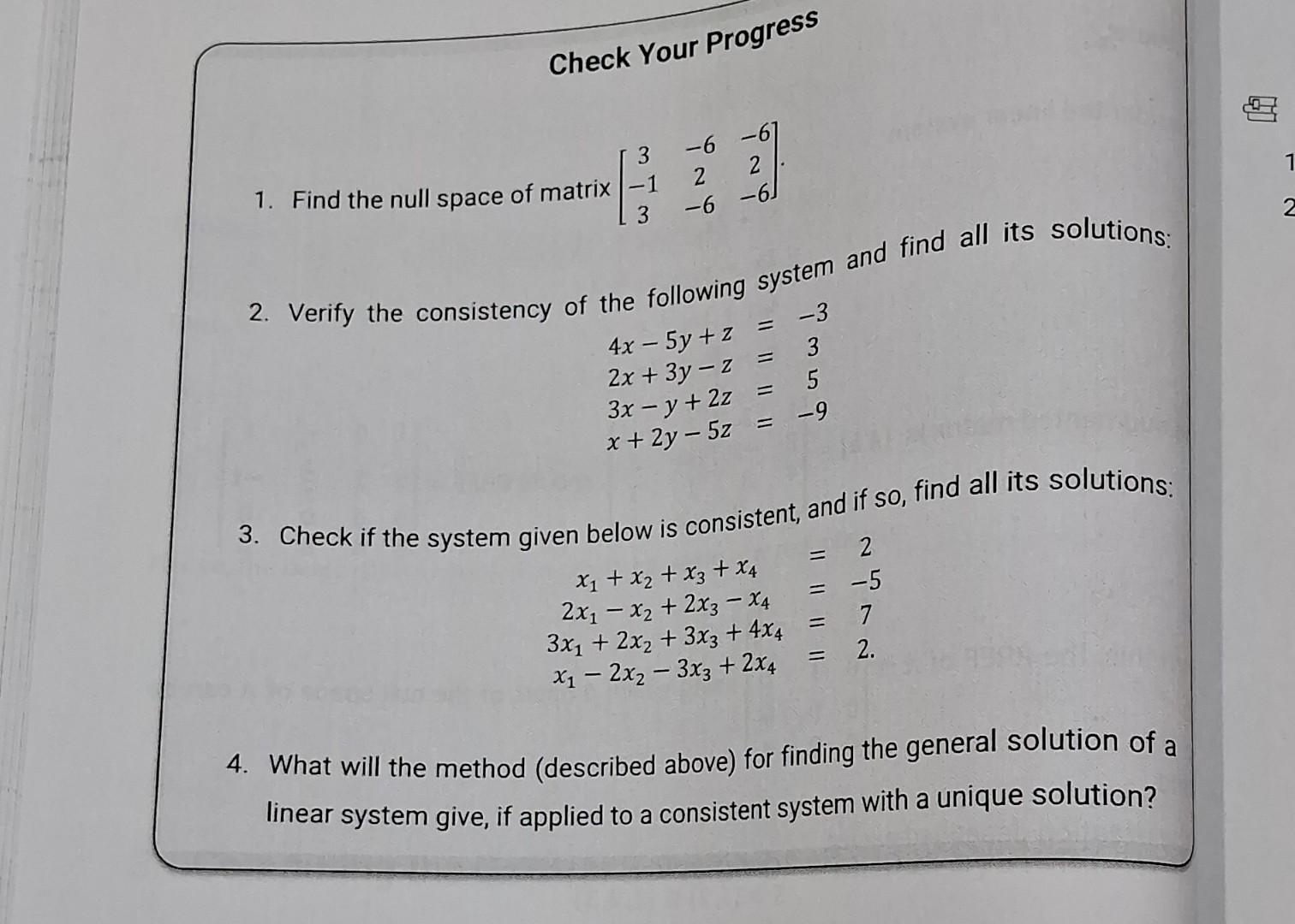 Solved 1. Find the null space of matrix ⎣⎡3−13−62−6−62−6⎦⎤. | Chegg.com