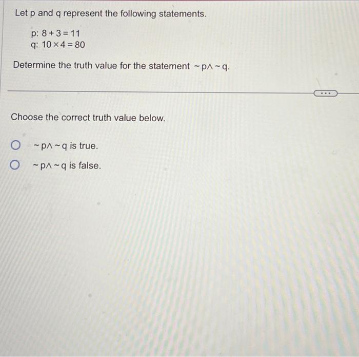 Solved Let p and q represent the following statements. p: | Chegg.com