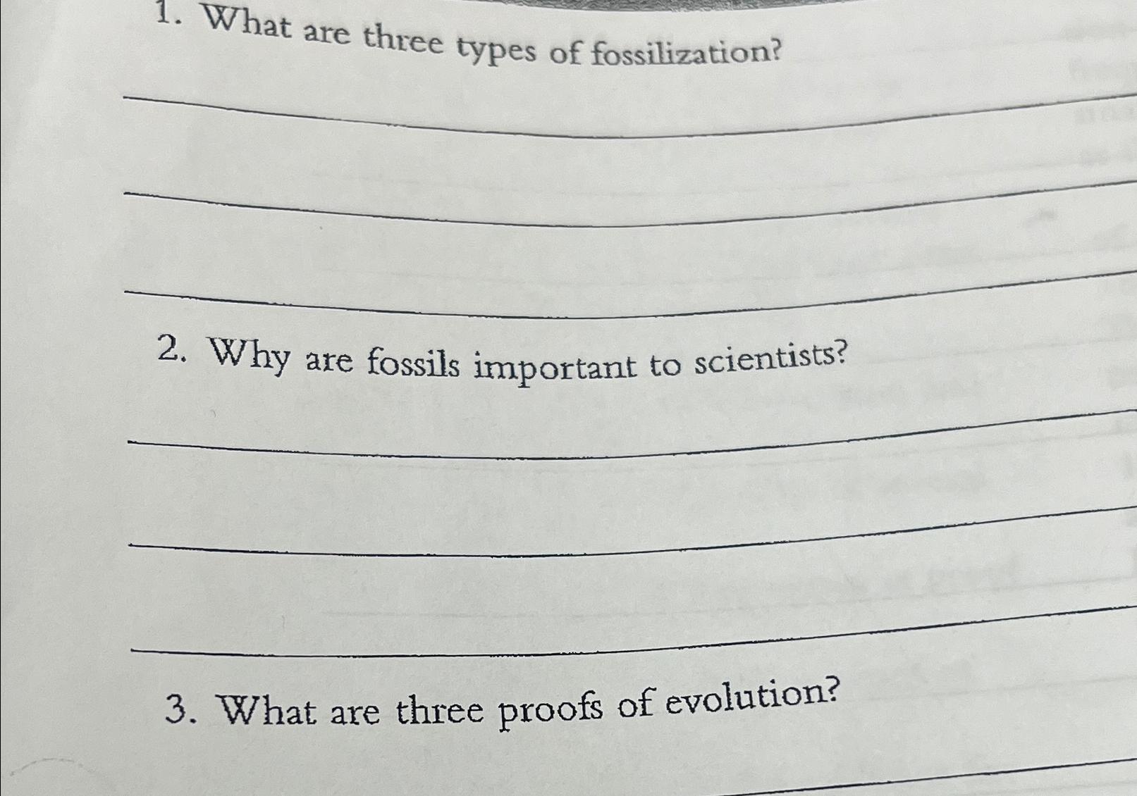 Solved What are three types of fossilization?Why are fossils | Chegg.com