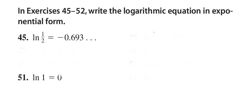 Solved In Exercises 45-52, ﻿write the logarithmic equation | Chegg.com