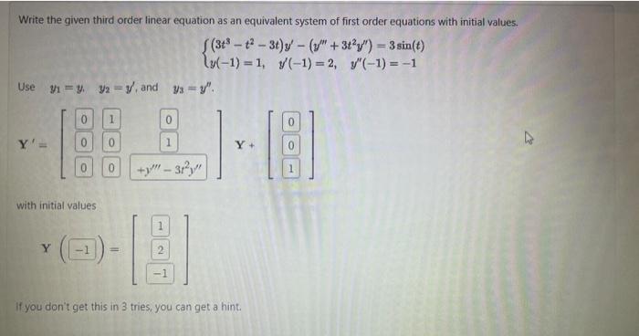 Solved Write The Given Third Order Linear Equation As An