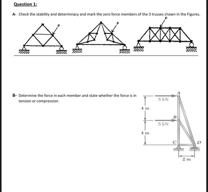 Solved A- Check the stability and determinacy and mark the | Chegg.com