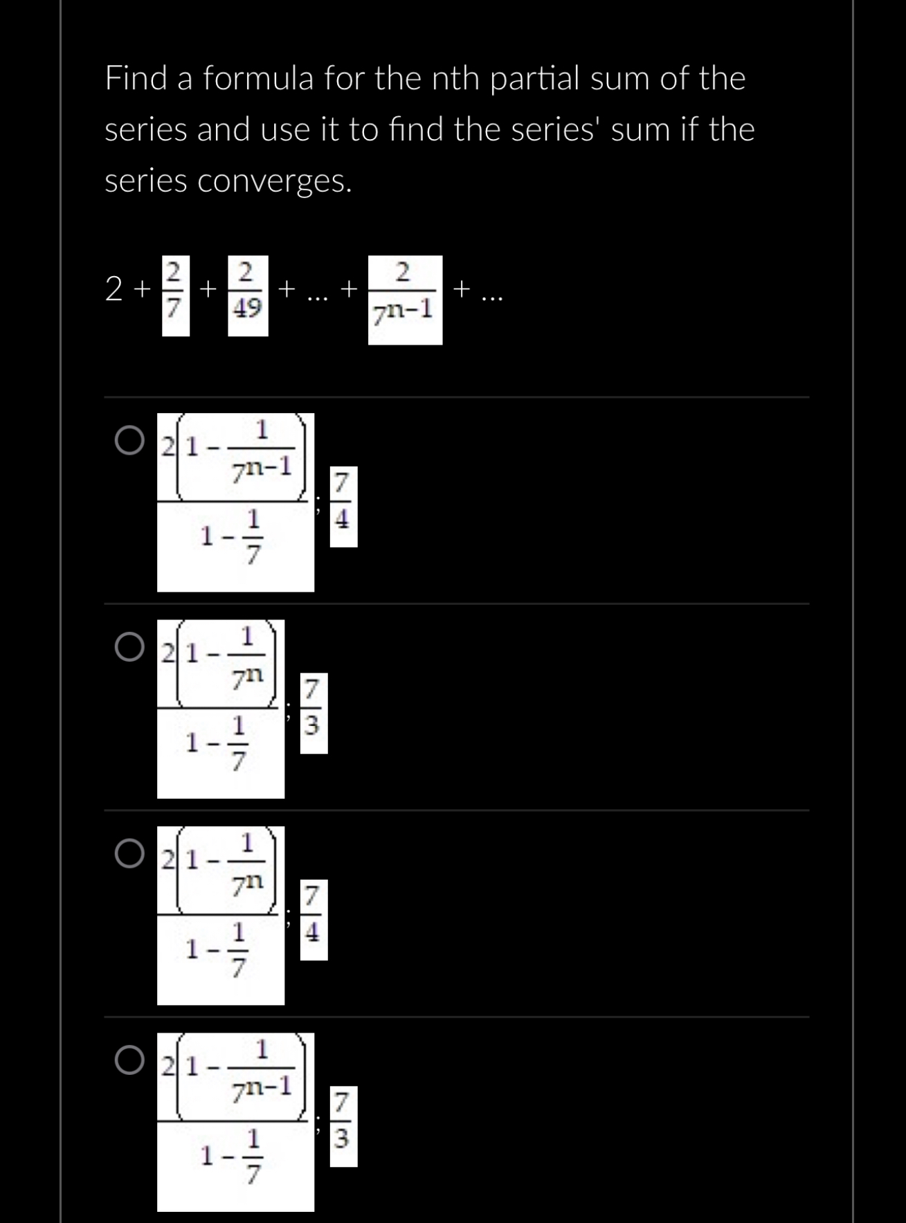 Solved by an EXPERT Find a formula for the nth partial sum of the series | Chegg.com
