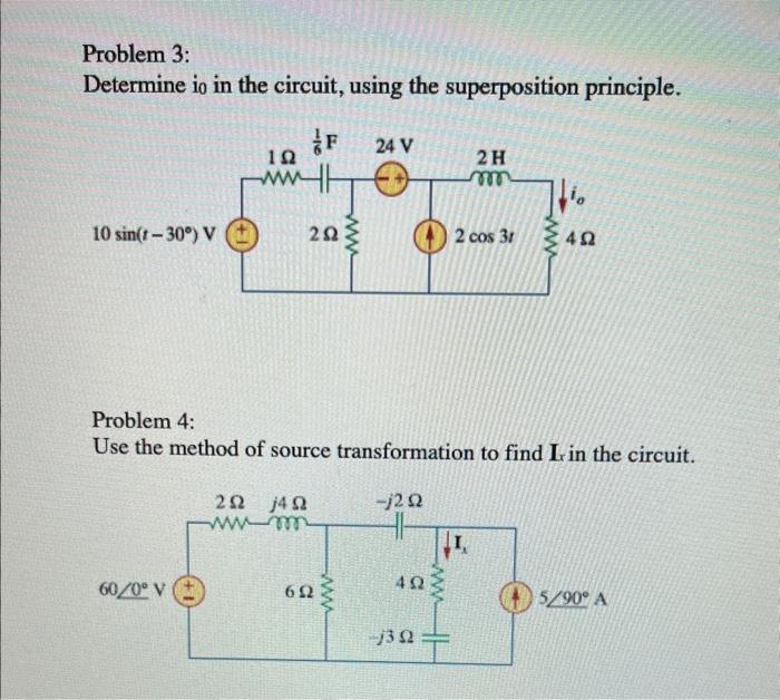Solved Problem 3: Determine i0 in the circuit, using the | Chegg.com