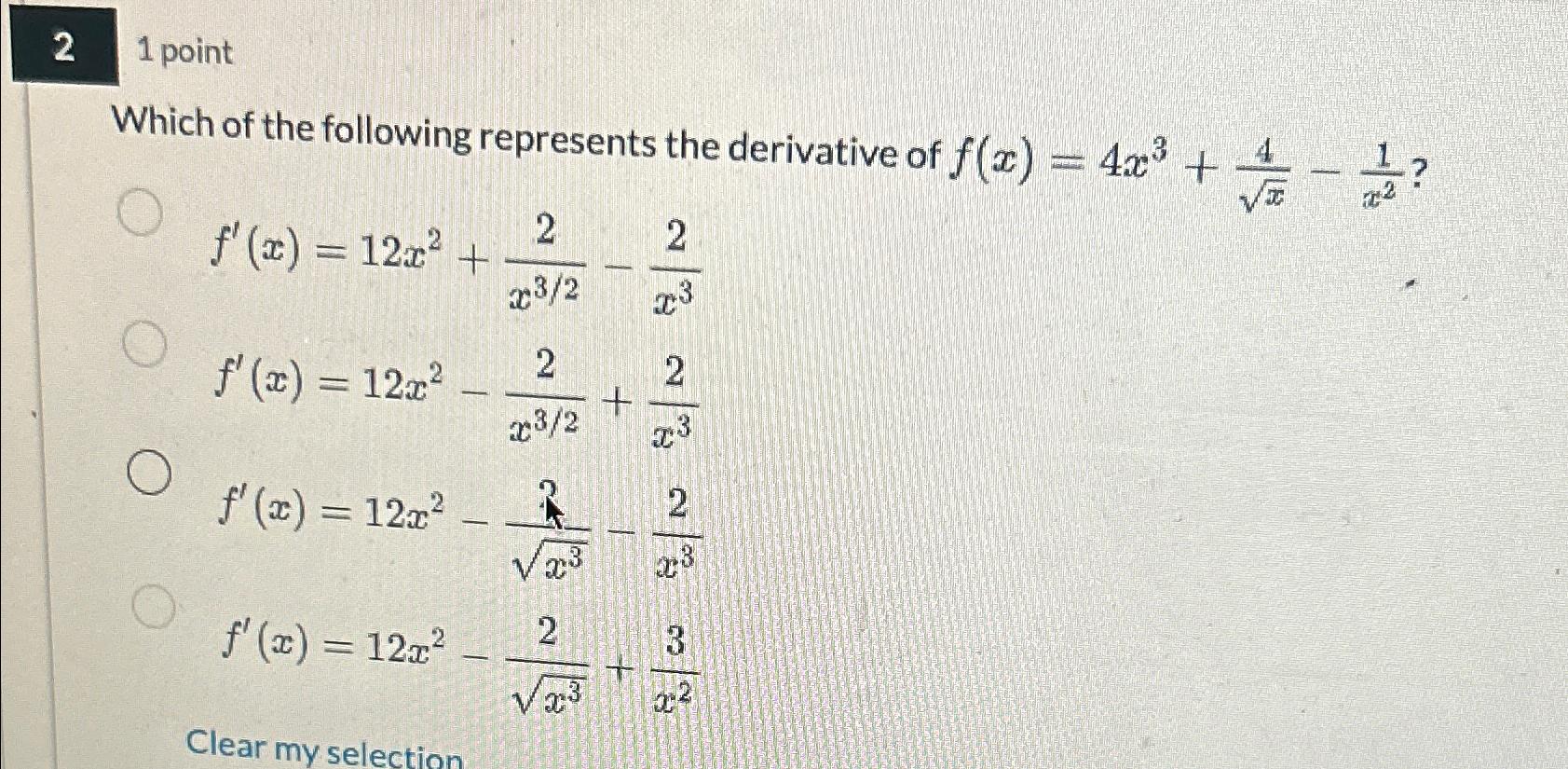 21 ﻿pointWhich of the following represents the | Chegg.com