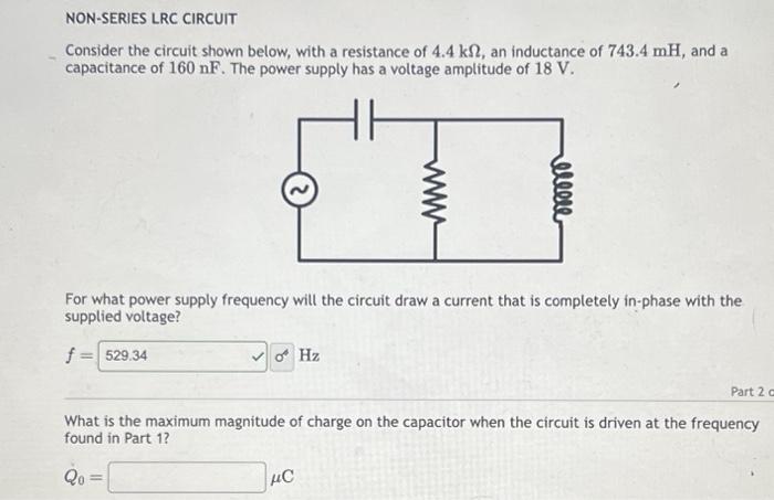 Solved NON-SERIES LRC CIRCUIT Consider the circuit shown | Chegg.com