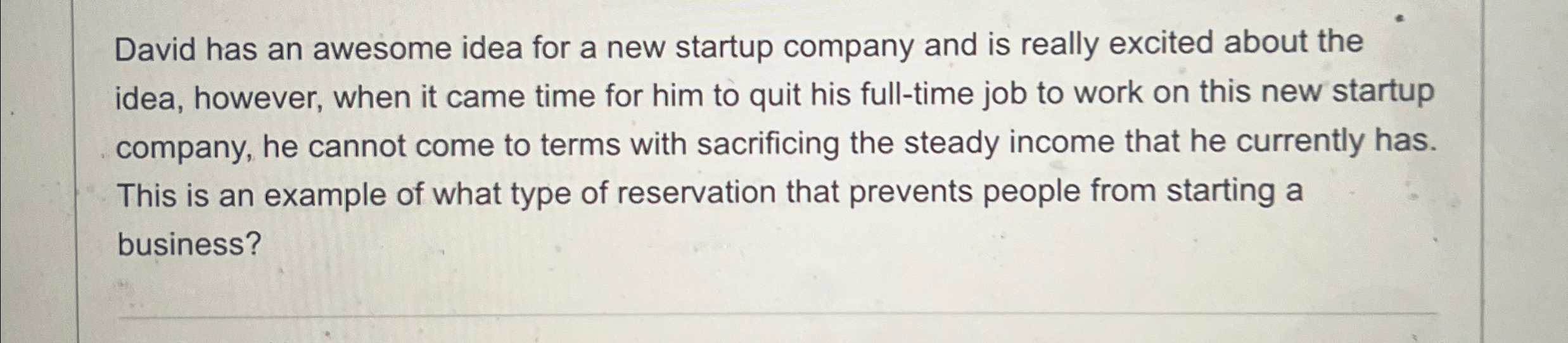 Solved David has an awesome idea for a new startup company | Chegg.com