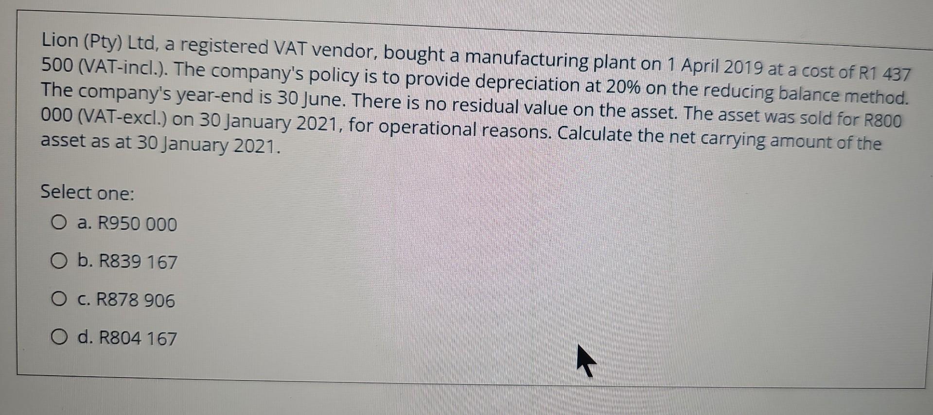 Solved Lion (Pty) Ltd, a registered VAT vendor, bought a | Chegg.com