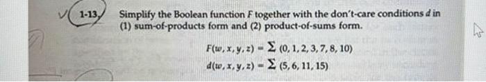 Solved Simplify the Boolean function F together with the | Chegg.com