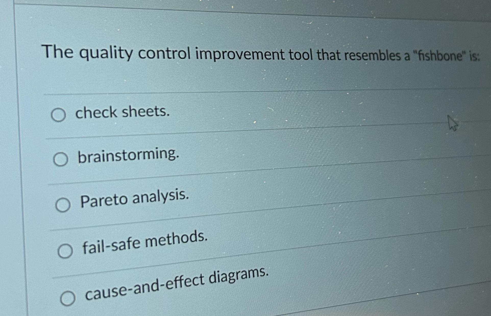 Solved The quality control improvement tool that resembles a | Chegg.com