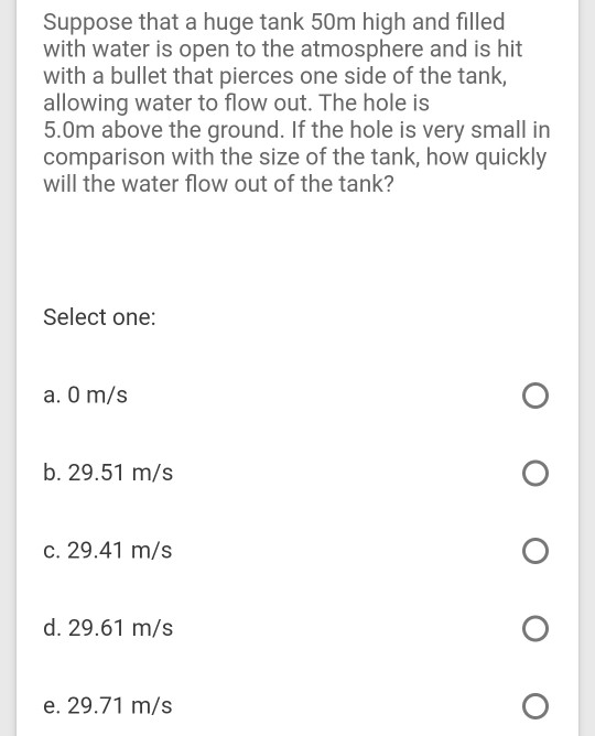 Solved Suppose that a huge tank 50m high and filled with | Chegg.com