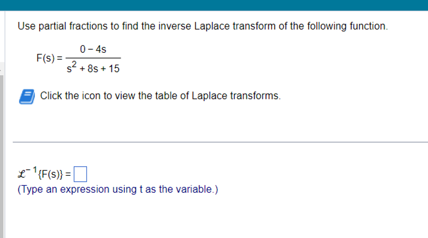 Solved Use partial fractions to find the inverse Laplace | Chegg.com