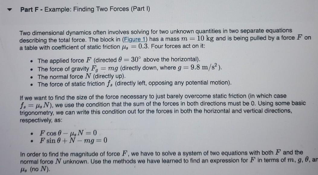 Solved Part F - Example: Finding Two Forces (Part I) Two | Chegg.com
