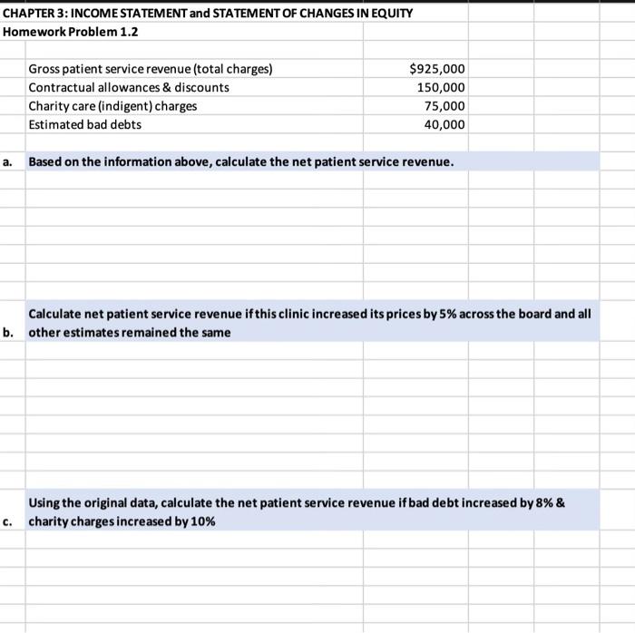 Solved Calculate net patient service revenue if this clinic | Chegg.com
