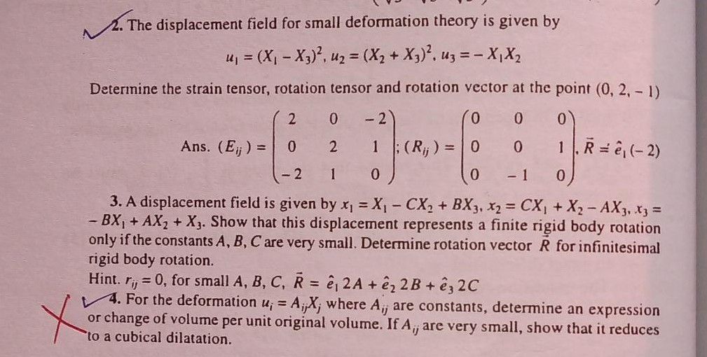 Solved 2. The displacement field for small deformation | Chegg.com