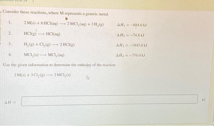 Solved Consider these reactions, where M represents a | Chegg.com