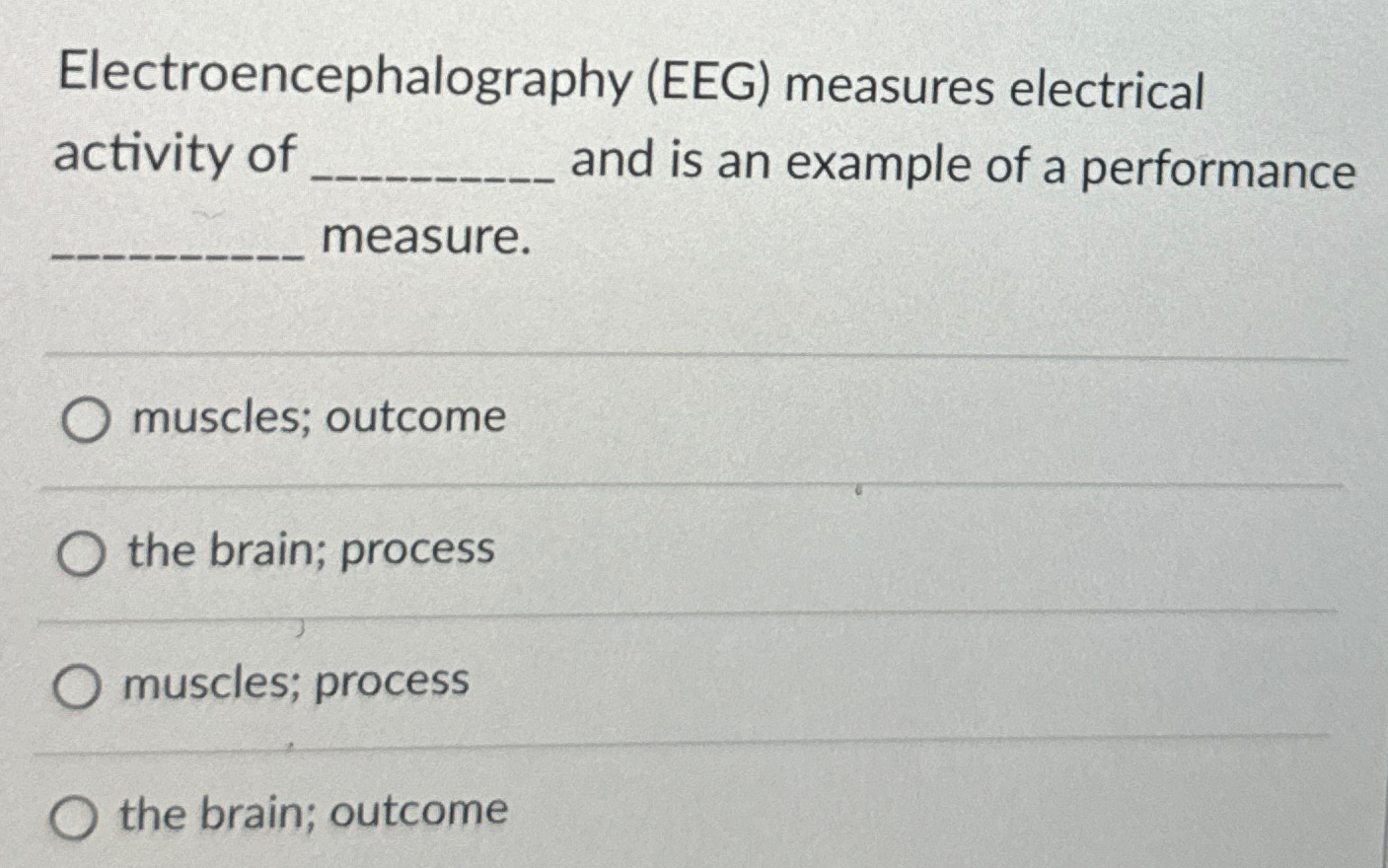 Solved Electroencephalography (EEG) ﻿measures electrical | Chegg.com