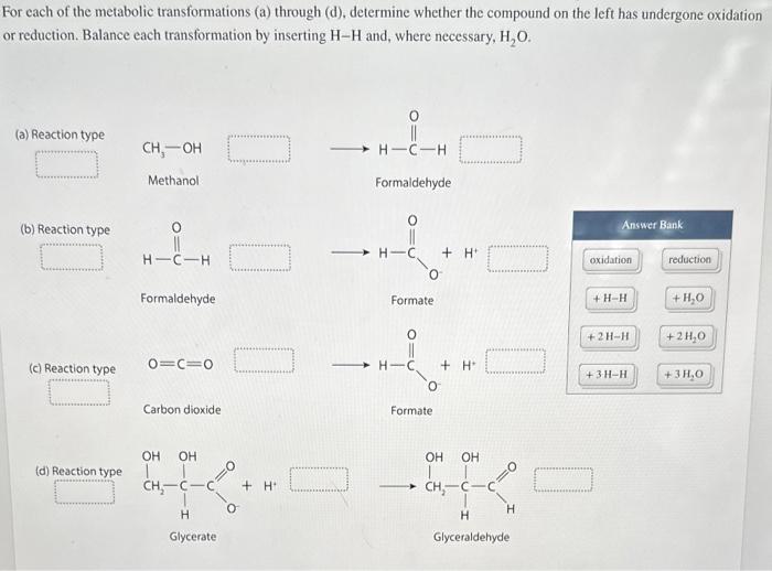 For each of the metabolic transformations (a) through | Chegg.com