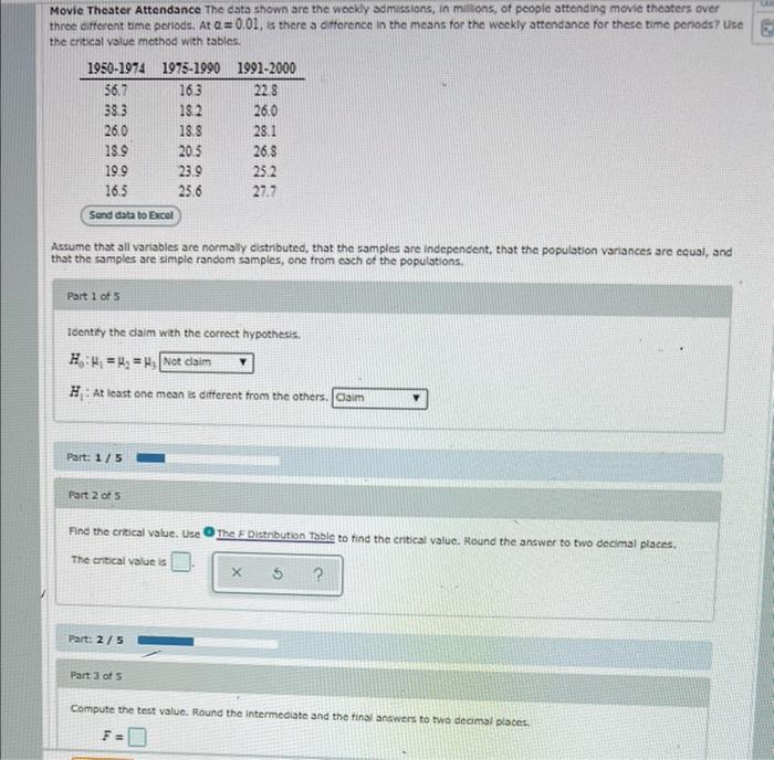 Solved Movie Theater Attendance The data shown are the | Chegg.com