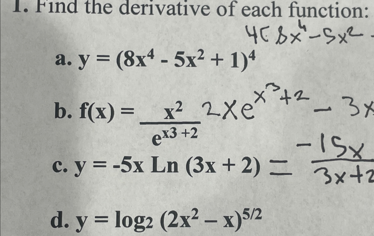 Solved Find the derivative of each | Chegg.com