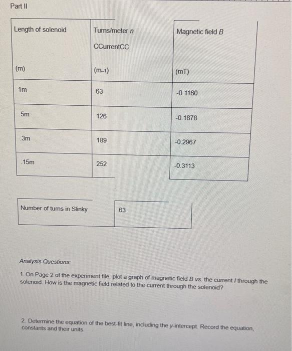 Solved Data TablesPart II Analysis Questions: 1. On Page 2 | Chegg.com