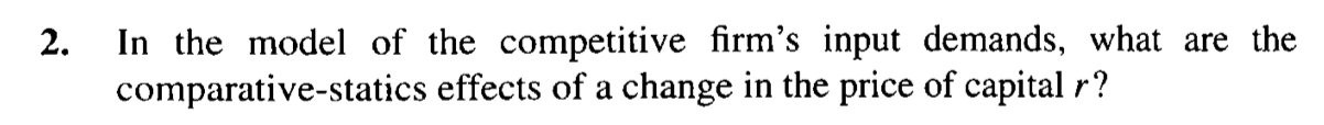 Solved In the model of the competitive firm’s input demands, | Chegg.com