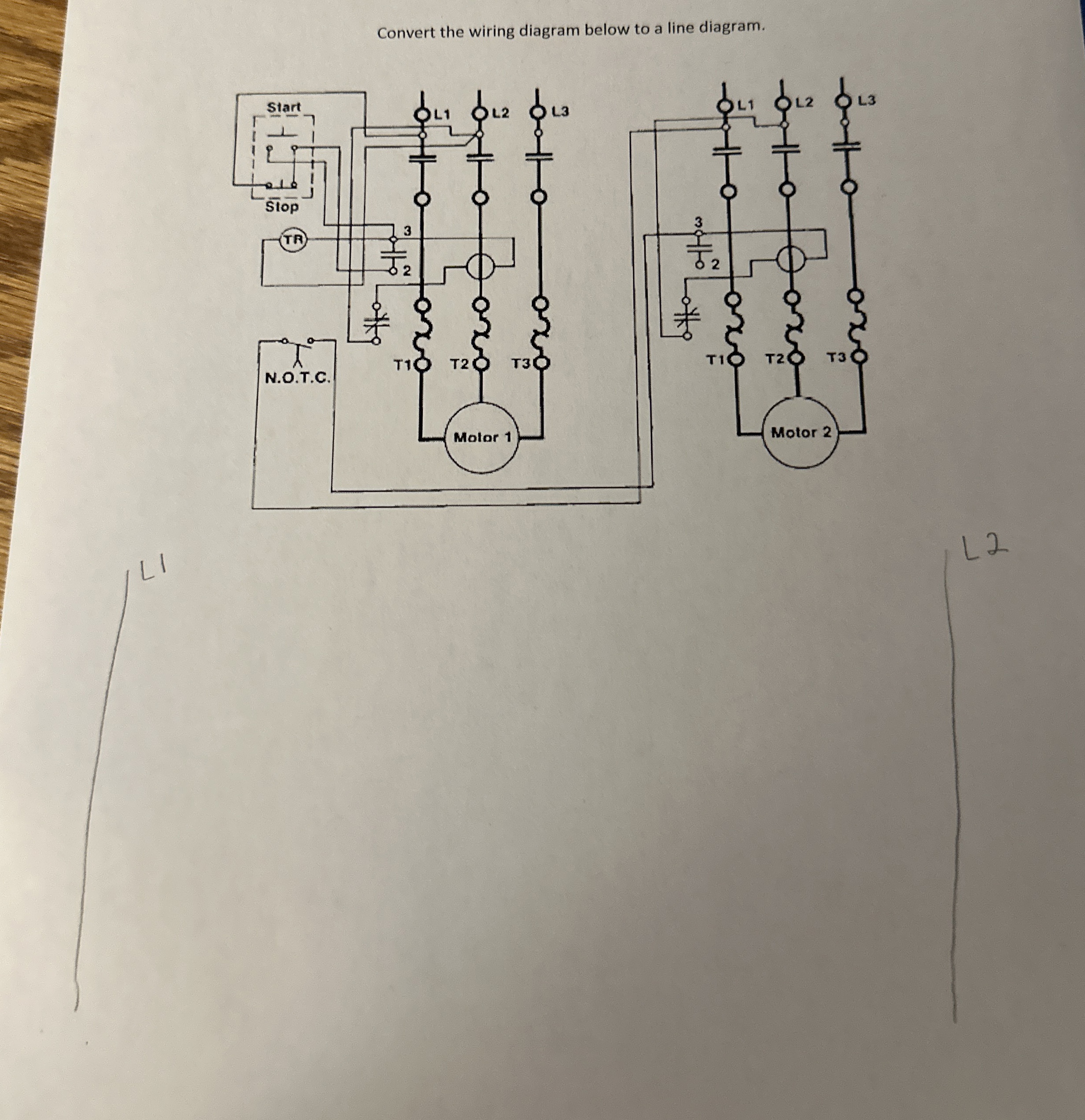 Solved Convert the wiring diagram below to a logic ladder | Chegg.com