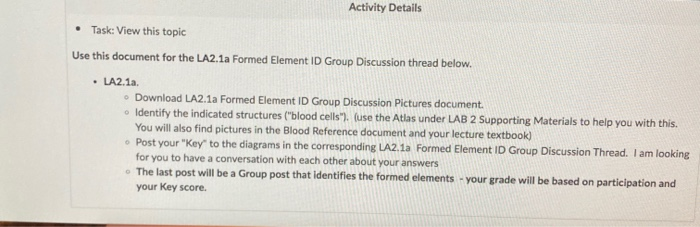 Solved LA2. 1a Formed Element ID for Discussion BC E #2 • | Chegg.com