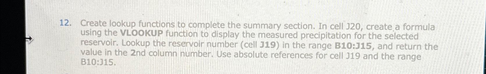 Solved Create lookup functions to complete the summary | Chegg.com