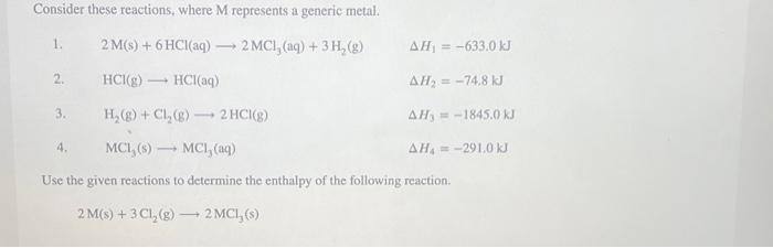 Solved Consider these reactions, where M represents a | Chegg.com