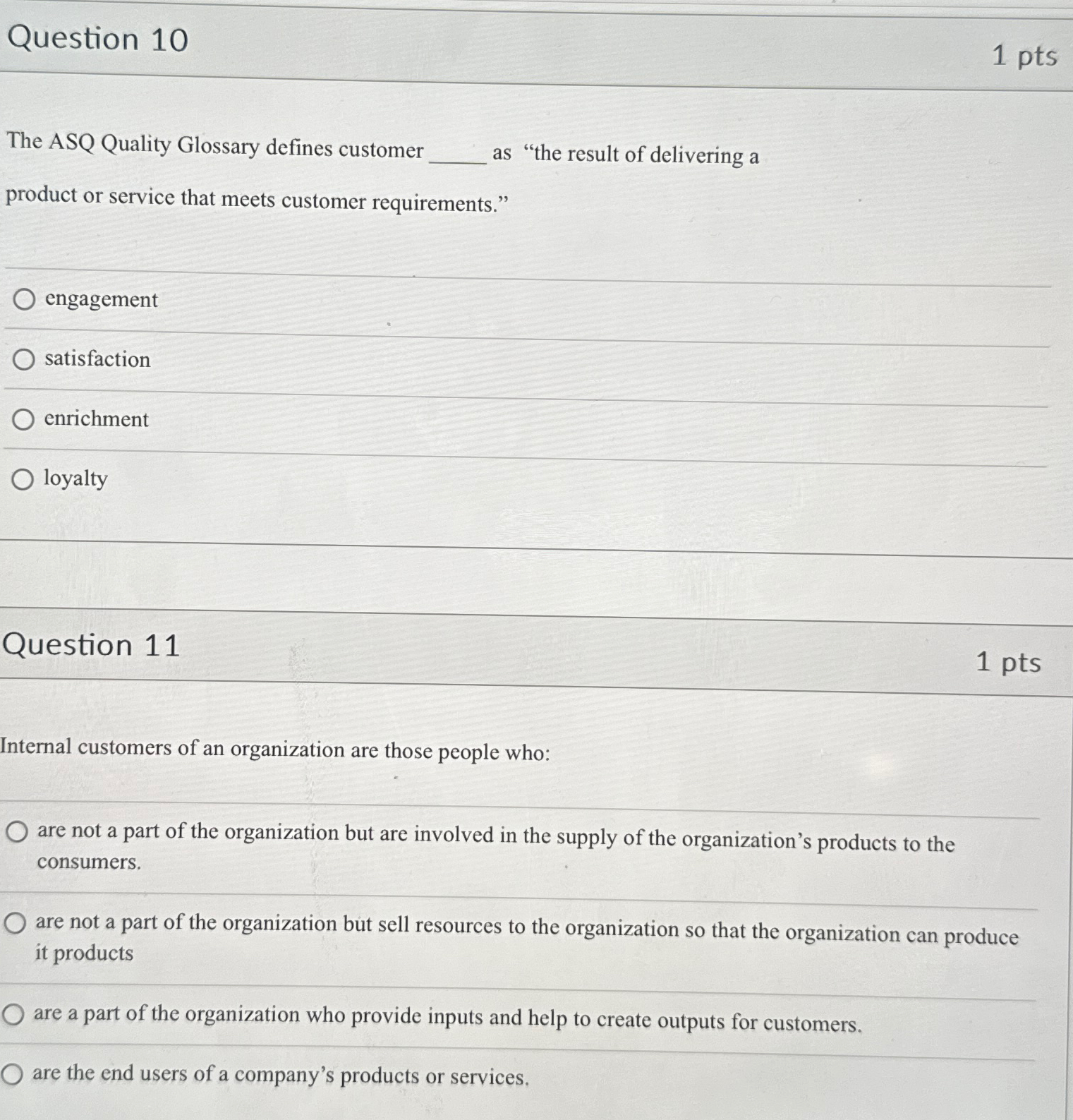 Solved Question 101ptsThe ASQ Quality Glossary defines | Chegg.com