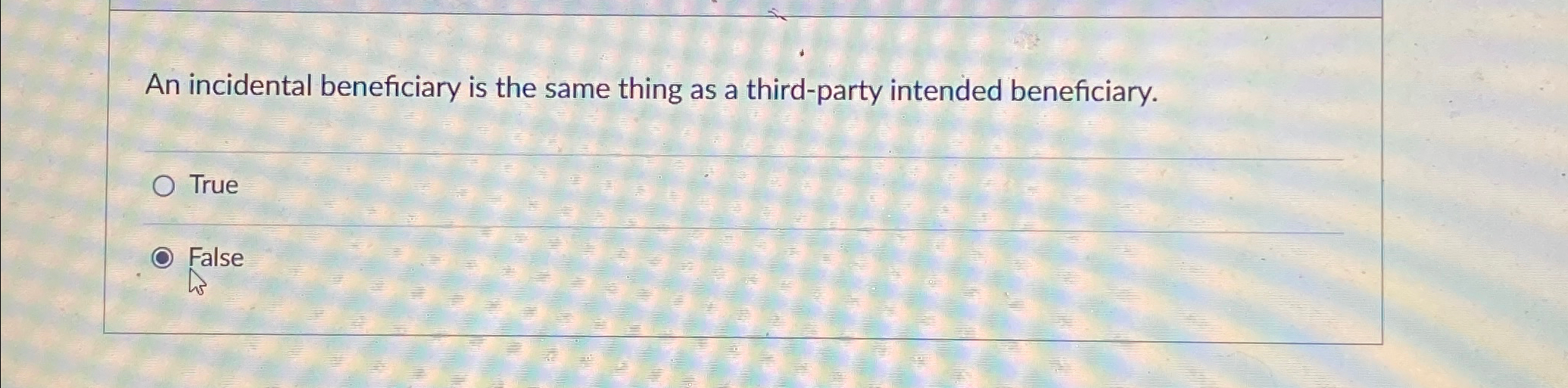 Solved An incidental beneficiary is the same thing as a | Chegg.com