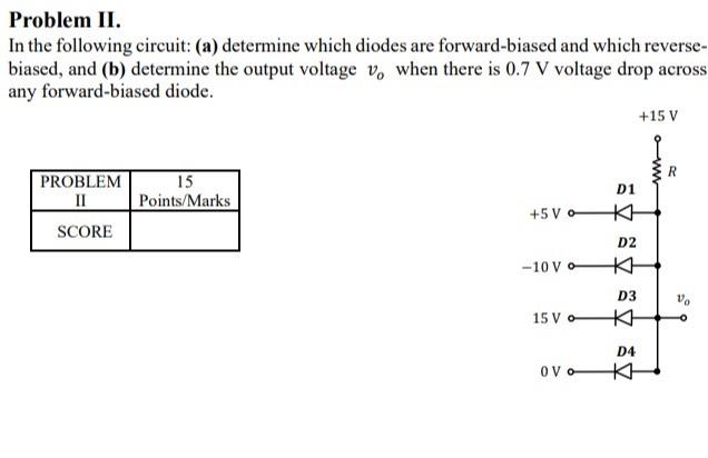 Solved Problem I. In the simple diode circuit shown below, | Chegg.com