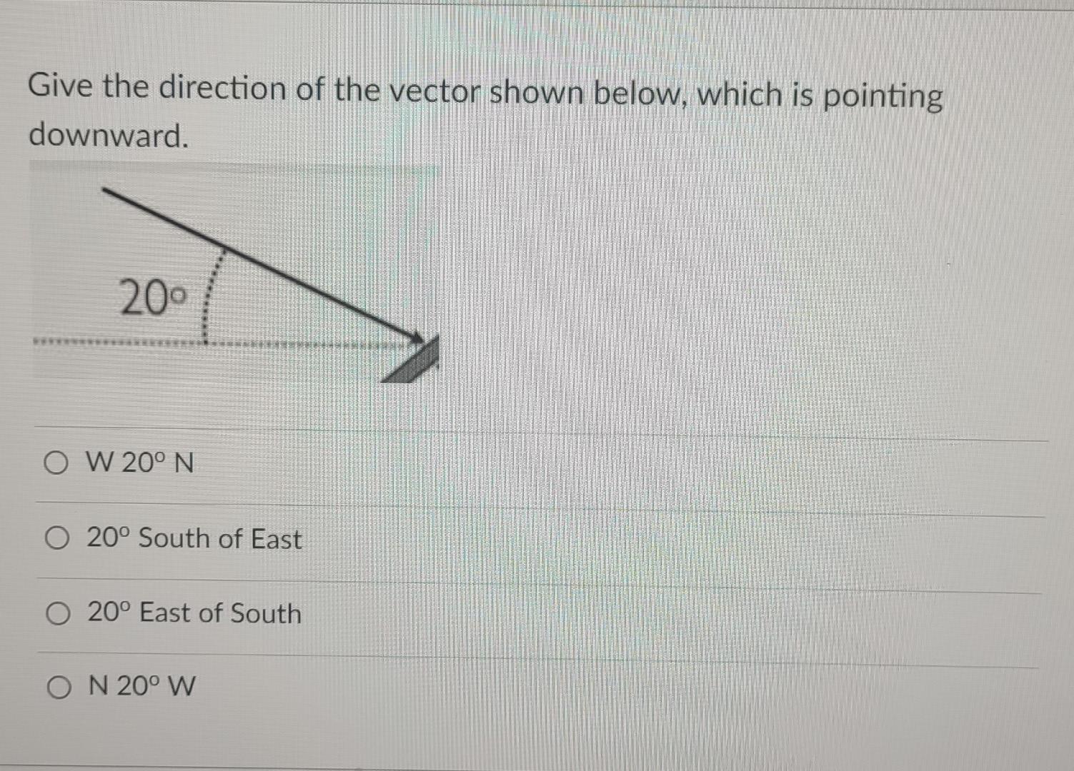 Solved Give the direction of the vector shown below, which | Chegg.com