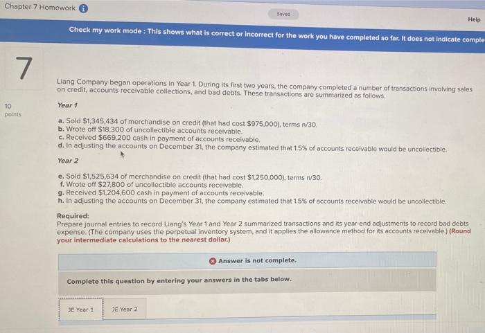 Solved Chapter 7 Homework 7 10 points Saved Help Check my | Chegg.com
