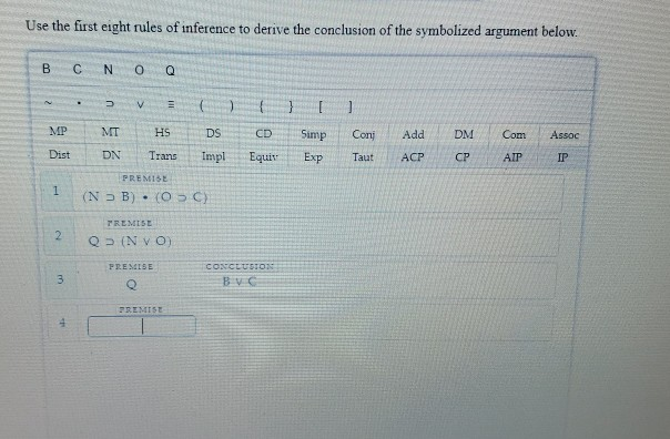Solved Use the first eight rules of inference to derive the | Chegg.com