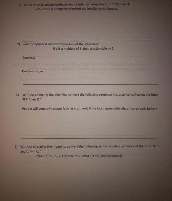 Solved 1) Convert the following sentence into a sentence | Chegg.com