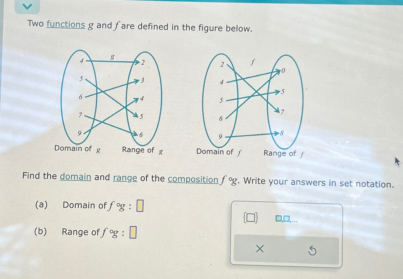 Solved Two functions g ﻿and f ﻿are defined in the figure | Chegg.com