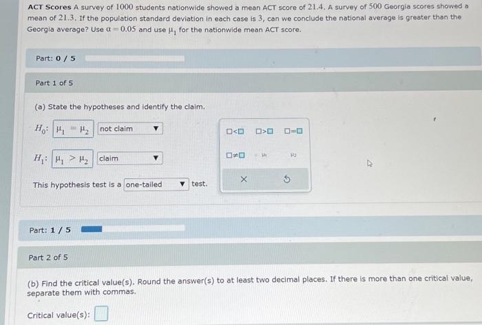 Solved ACT Scores A survey of 1000 students nationwide | Chegg.com