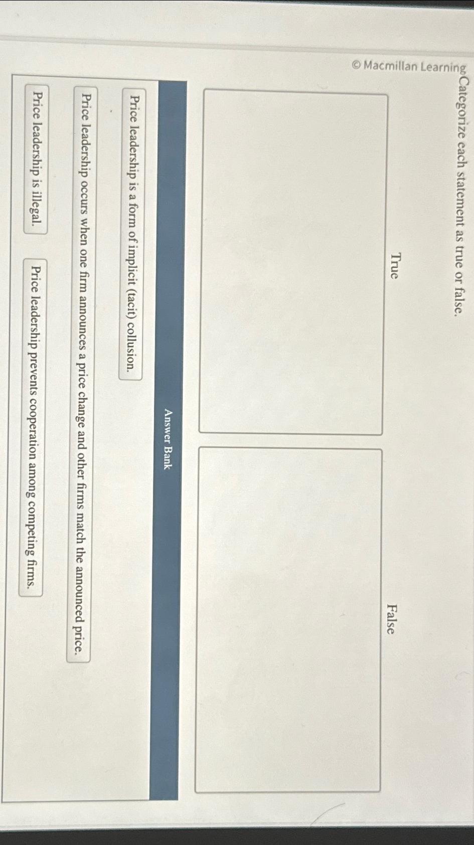 Solved ?ulcorner° ﻿Categorize each statement as true or | Chegg.com