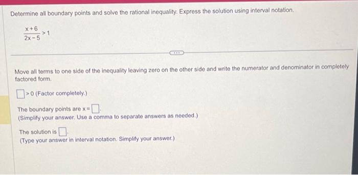 Solved Determine all boundary points and solve the rational | Chegg.com